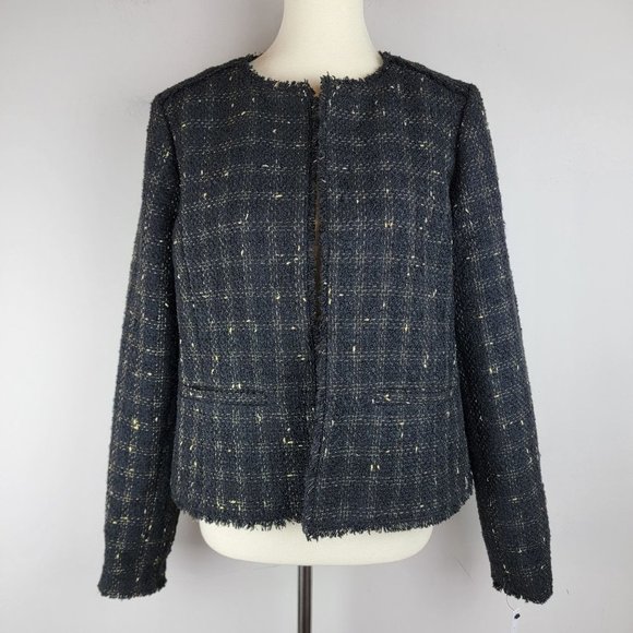 Halogen | Jackets & Coats | Halogen Classic Cropped Black Gold Plaid ...